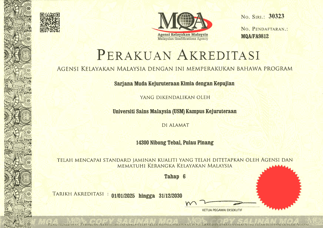 Accreditation - USM SCHOOL OF CHEMICAL ENGINEERING